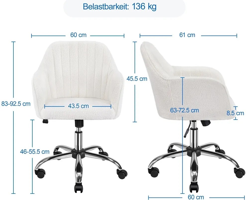 Kancelářská židle Yaheetech – slonová kost (255978485927)