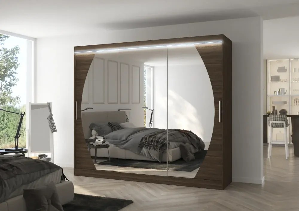 Posuvná skříň se zrcadlem a LED osvětlením CAMBE 250