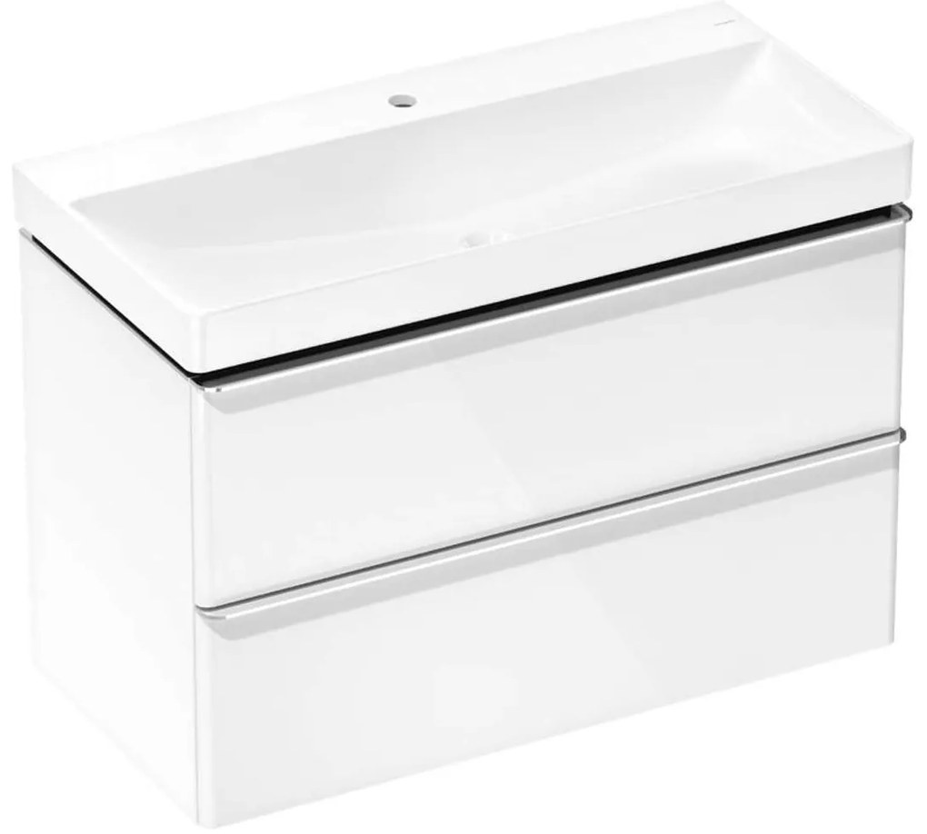 Hansgrohe Xelu Q - Skříňka s umyvadlem, 63x98x50 cm, 2 zásuvky, lesklá bílá/chrom 54383000