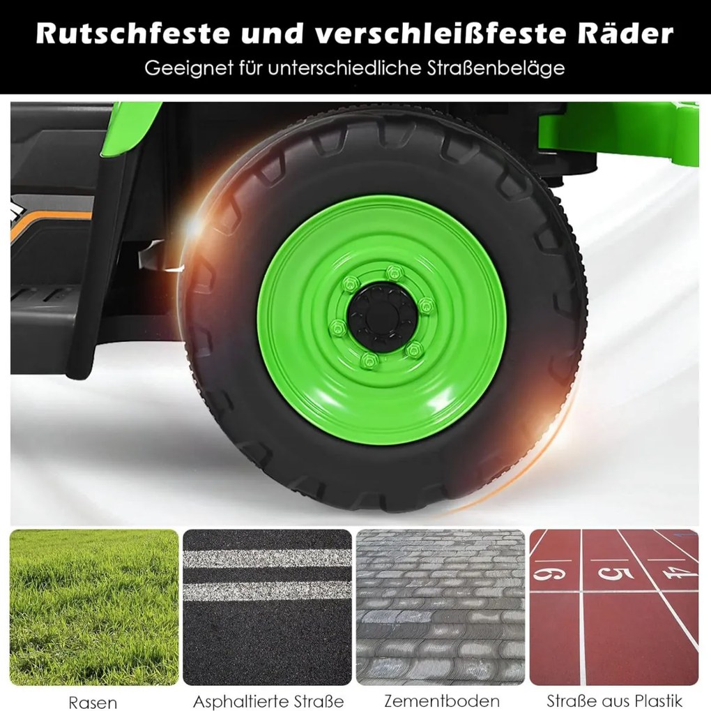 Costway 3-rychlostní dětský traktor 12 V pojízdný traktor s odnímatelným