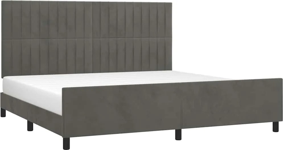 Rám postele bez matrace tmavě šedý 200 x 200 cm samet 3125898