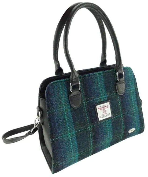 Kabelka Findhorn Harris Tweed - Turquoise Overcheck