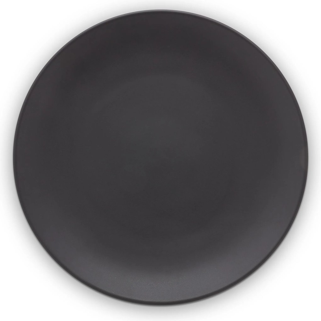 vtwonen Matt Black talíř Ø 25,5 cm, černý matný (Porcelánový obědový talíř v černé matné barvě)