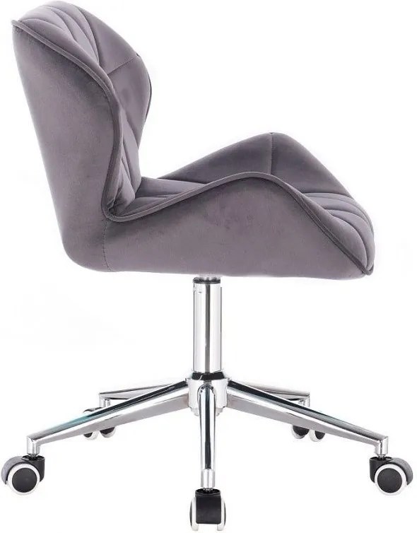 LuxuryForm DESIGN Otočná židle MILANO VELUR na stříbrné podstavě s kolečky - tmavě šedá