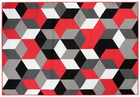 Kusový koberec moderní MAYA Q545A Kostky 3D červený šedý Rozměr: 160x230 cm