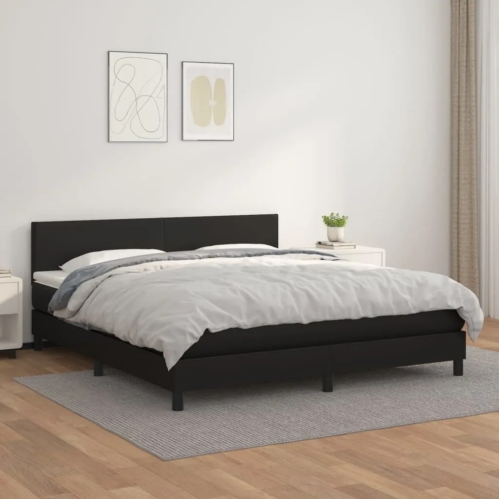 Box spring postel s matrací černá 160x200 cm umělá kůže 3141011