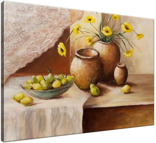 Ručně malovaný obraz Žluté květy ve váze 100x70cm RM1777A_1Z