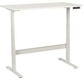 Výškově nastavitelný kancelářský stůl Manutan, 140 x 80 x 62,5 - 127,5 cm, rovné provedení, ABS 2 mm, bílá