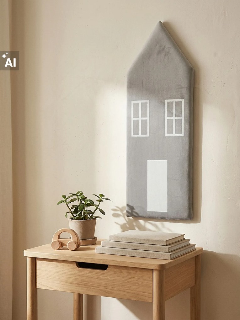 Sinsay - Čalouněný panel s motivem domku - šedá