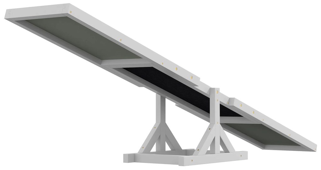 PawHut houpačka pro psy, dřevěná houpačka pro agility, protiskluzová rampa pro psy do 30 kg, pro rovnováhu, 180 x 30 cm Bílá