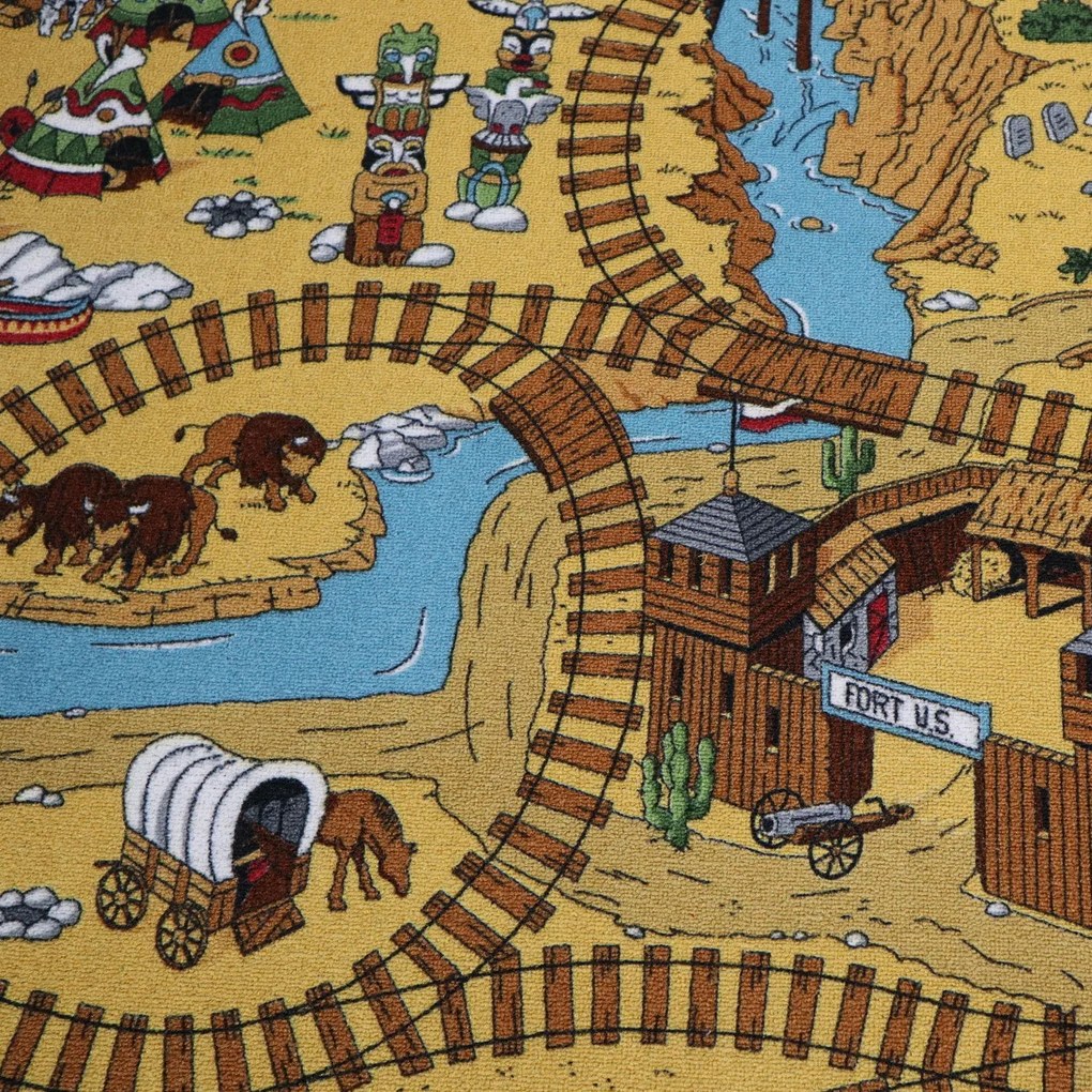 AladinWorld Expres, Dětský kusový koberec Western čtverec, 200x200, vícebarevná, dětský pokoj