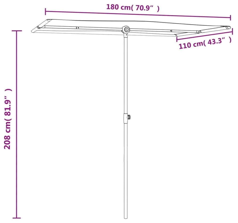 Zahradní slunečník s hliníkovou tyčí 180 x 110 cm azurově modrý