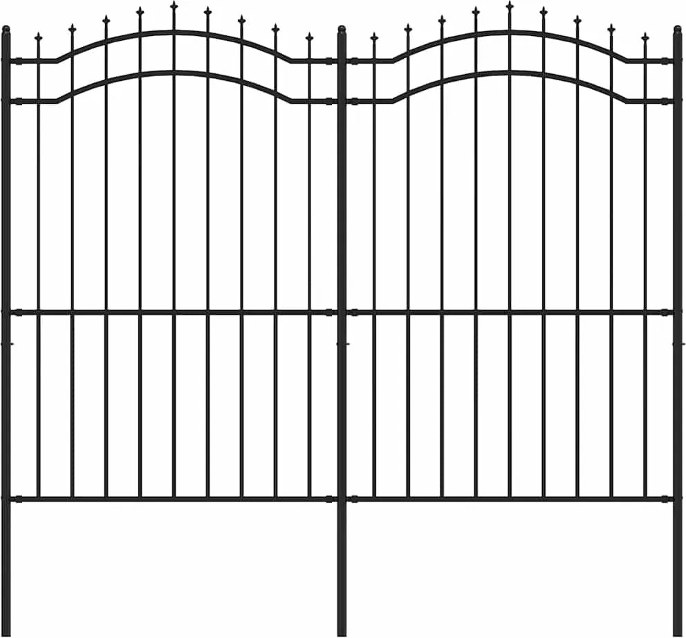 Zahradní plot Woerden s kopím nahoře černý 240 x 175 cm ocelový 151083