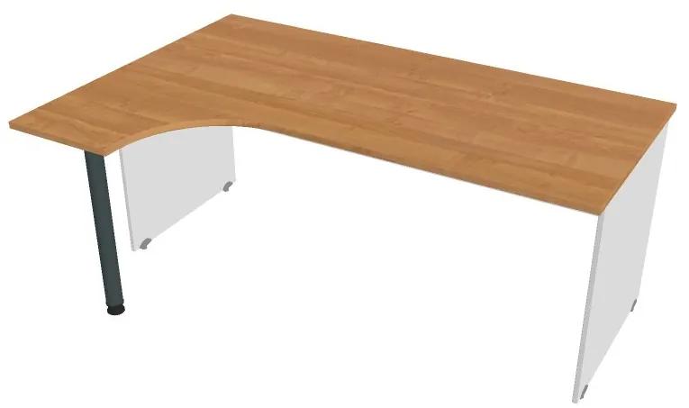 Stůl ergo pravý 180*120 cm - Hobis Gate GE 1800 P Dekor stolové desky: olše, Dekor lamino podnože: bílá, Barva nohy: černá