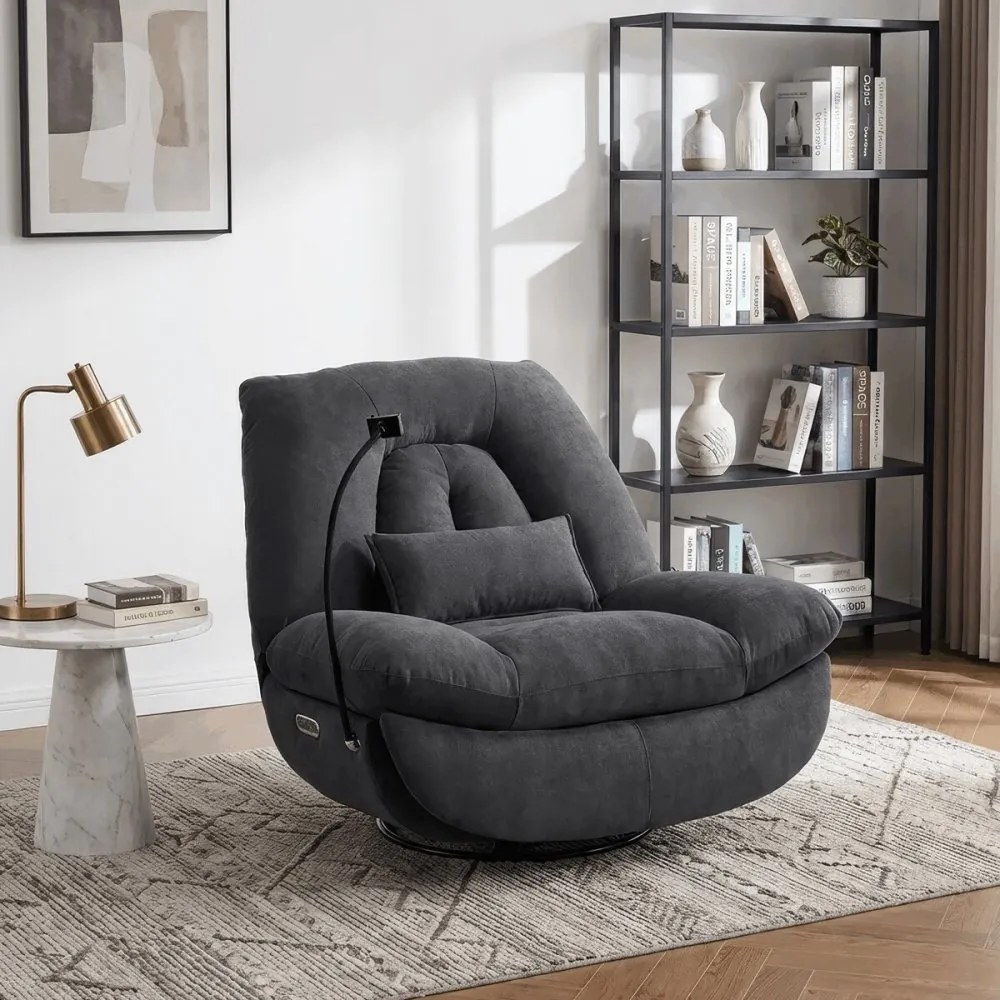 Polohovací křeslo TV-7081 GREY2, elektrické zabudované ovládání, látka, šedá (118 x 112) cm