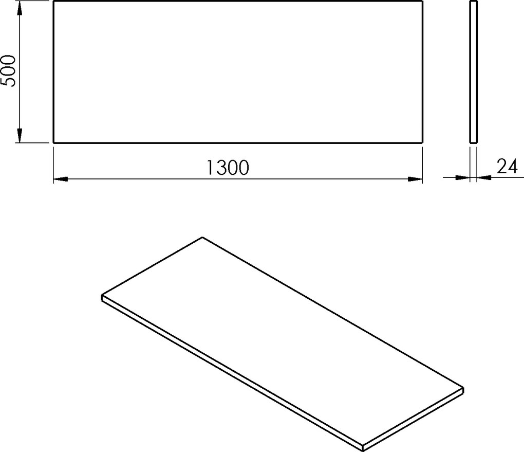 Sapho PLATO deska Rockstone 1300 x 24 x 50 0mm bílá mat PL130-0101