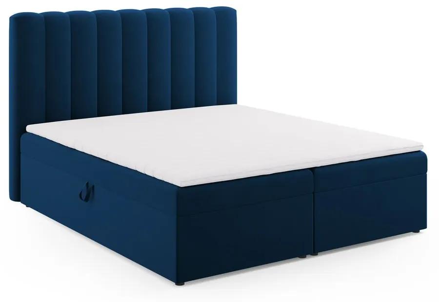 Tmavě modrá boxspring postel s úložným prostorem 180x200 cm Gina – Milo Casa
