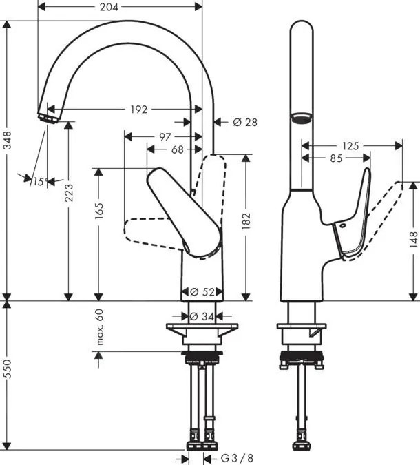 Hansgrohe Focus M42, dřezová baterie M421-H220, chromová, 71802000