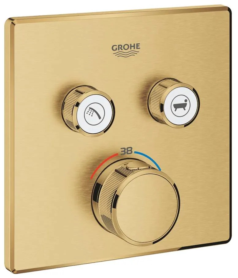 Grohe Grohtherm SmartControl - Termostatická baterie pod omítku se 2 ventily, kartáčovaný Cool Sunrise 29124GN0