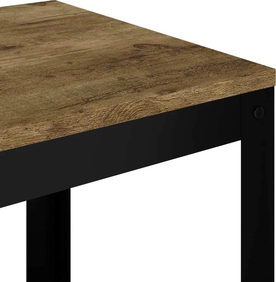 vidaXL Odkládací stolek a černý 40 x 40 x 45 cm MDF a železo [286079] Barva: tmavě hnědá