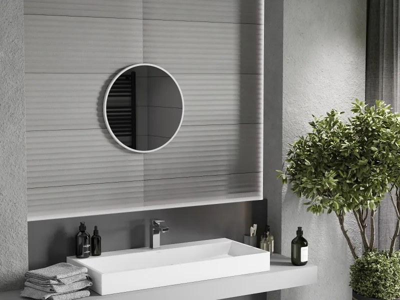 Mexen Loft kulaté koupelnové zrcadlo 50 cm, bílý rám - 9850-050-050-000-20