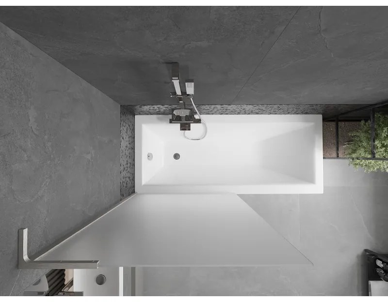 Mexen Next L, 1-křídlová vanová zástěna 90 x 150 cm, 6mm sklo námraza, 6mm čiré sklo, profil broušená ocel, 895-090-000-03-30-97