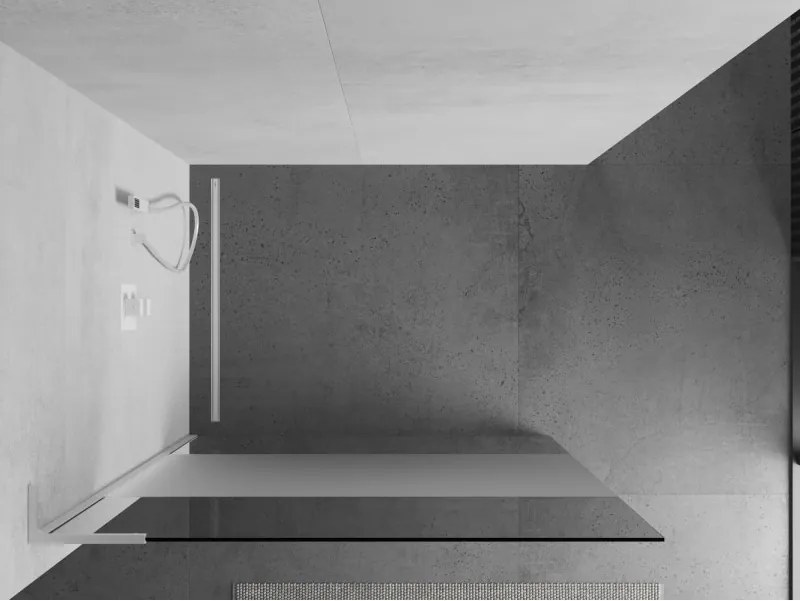 Mexen Kioto L, sprchová zástěna Walk-In 100 x 200 cm, 8mm čiré sklo-námraza, bílý profil, 800-100-103-20-35
