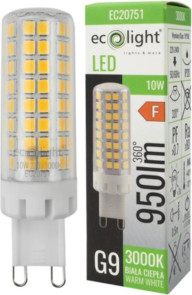 LED žárovka G9 10W 950lm 3000K - teplá bílá