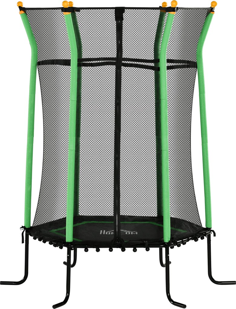 HOMCOM Dětská trampolína Ø163,5 cm, vnitřní trampolína s bezpečnostním síťovým krytem okraje gumové lano, dětská trampolína do 50 kg, pro děti 3-10 l…