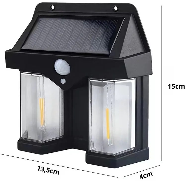 Verk Group Solární lampa se soumrakovým senzorem pohybu 3 režimy vodotěsná 1200 lm