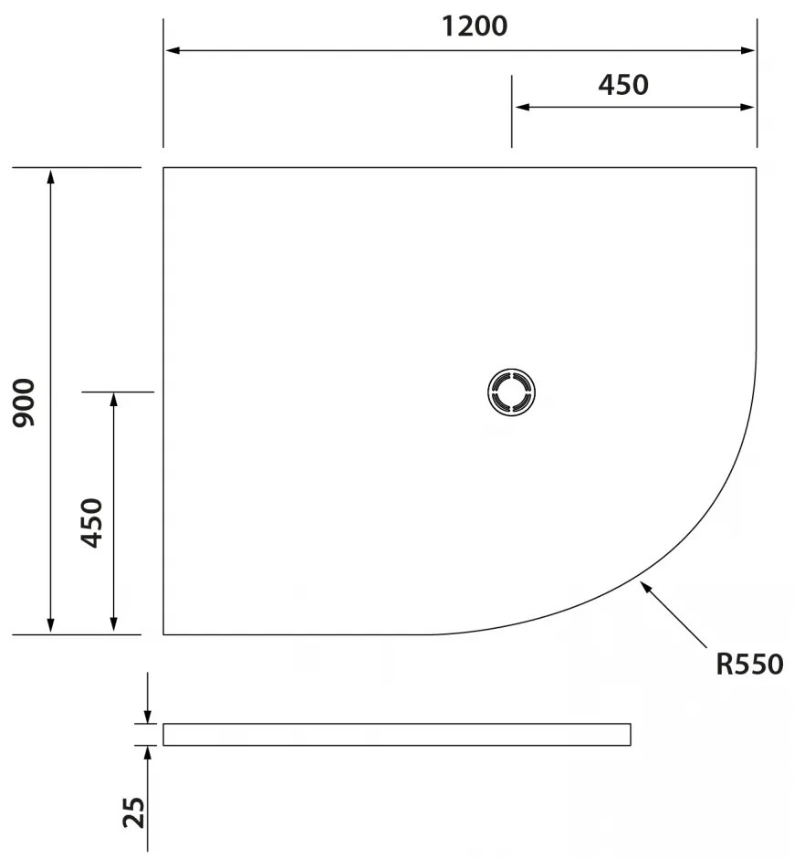 Polysan FLEXIA vanička z litého mramoru čtvrtkruh, s možností úpravy rozměru, 120x90cm, R550, levá 91371