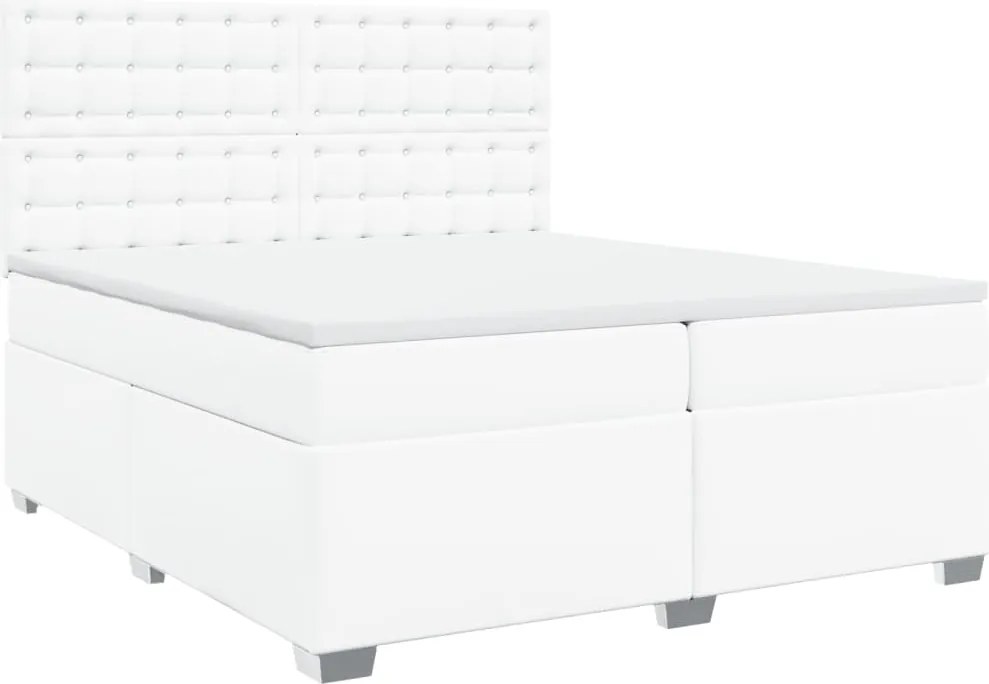 Box spring postel s matrací bílá 200x200 cm umělá kůže 3290737