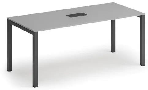 Stůl SQUARE 1800 x 800 x 750, šedá + stolní zásuvka TYP IV, černá