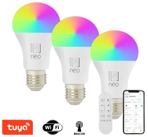 Immax NEO 07712CDO-SADA 3xLED RGB Stmívatelná žárovka E27/9W/230V Wi-Fi Tuya+DO