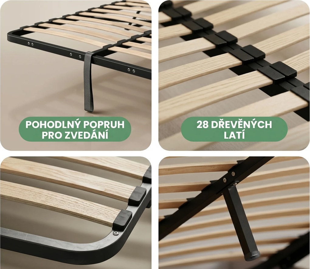 Jednolůžková postel Trento 120x200 se zvedacím roštem dub Sonoma