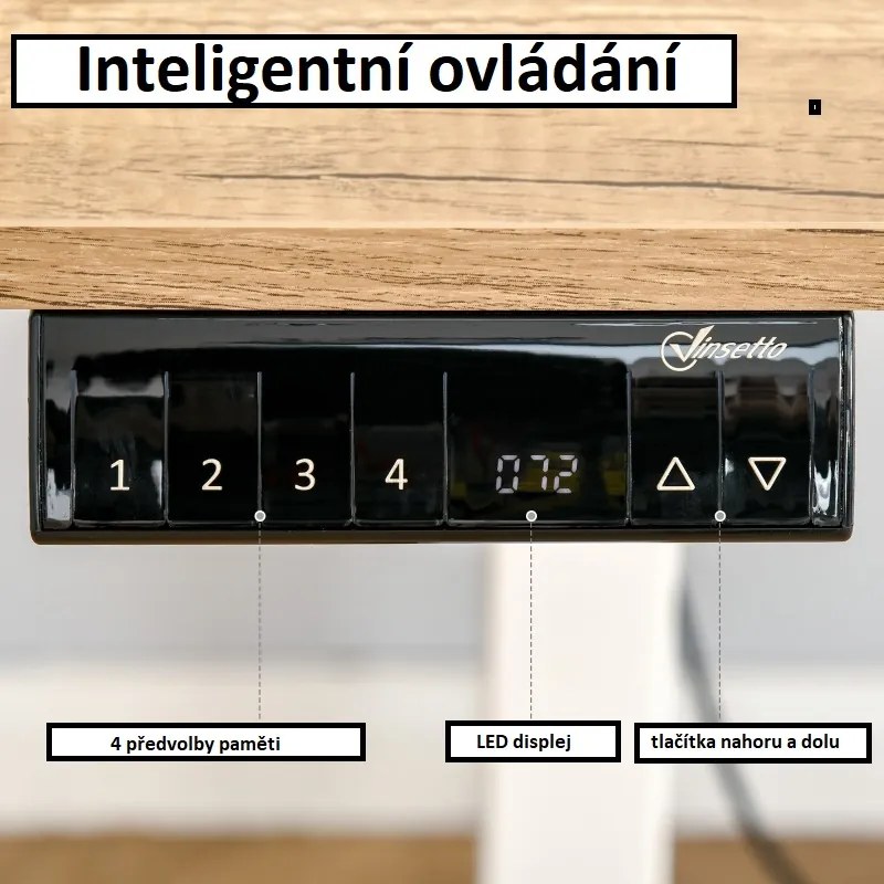 Kancelářský stůl výškově nastavitelný, bílý/dekor dřevo, 140 x 70 x 72-116 cm 920-071V90WT