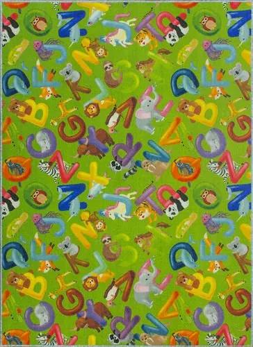 Dětský kusový koberec Alfabet 12 zelený Rozměr: 200x200 cm