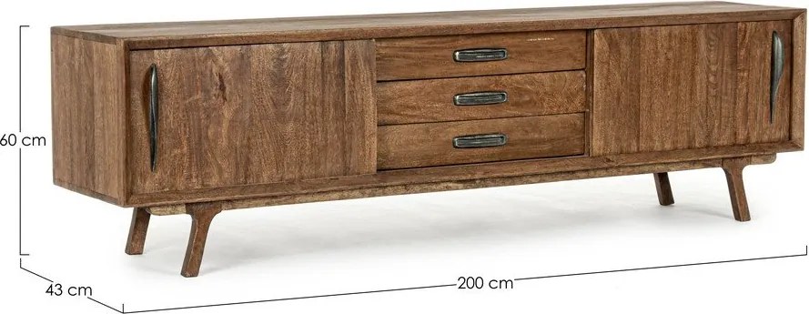 TV stolek z mangového dřeva v přírodní barvě 200x60x43 cm Sherman – Bizzotto