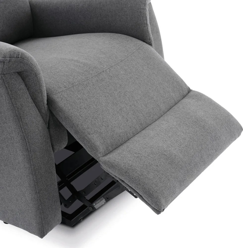 Křeslo polohovací masážní s výhřevem, 8bodová vibrační masáž, zvedací systém, USB, šedá látka (72 x 95) cm