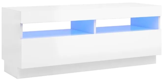 vidaXL TV skříňka s LED osvětlením bílá s vysokým leskem 100x35x40 cm