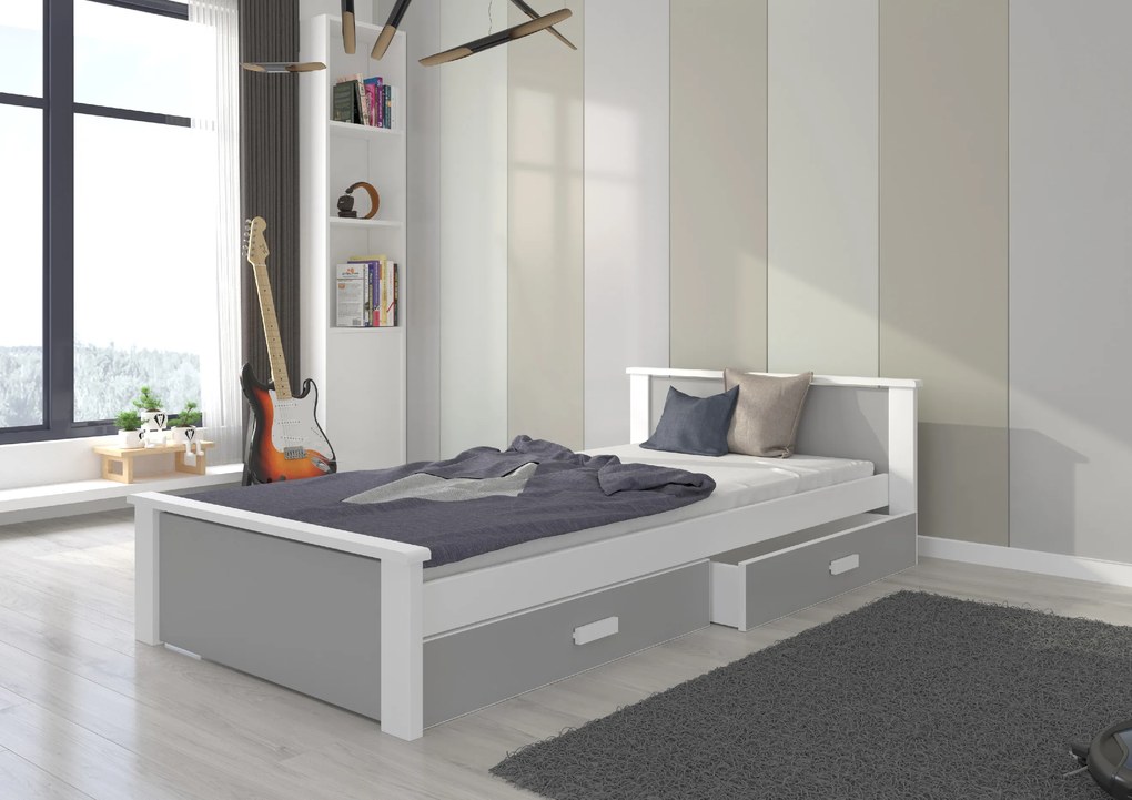 ADRK Furniture Postel s matrací ALDEX 200x90 CH-Alde-W+LG-208+M-E1939
