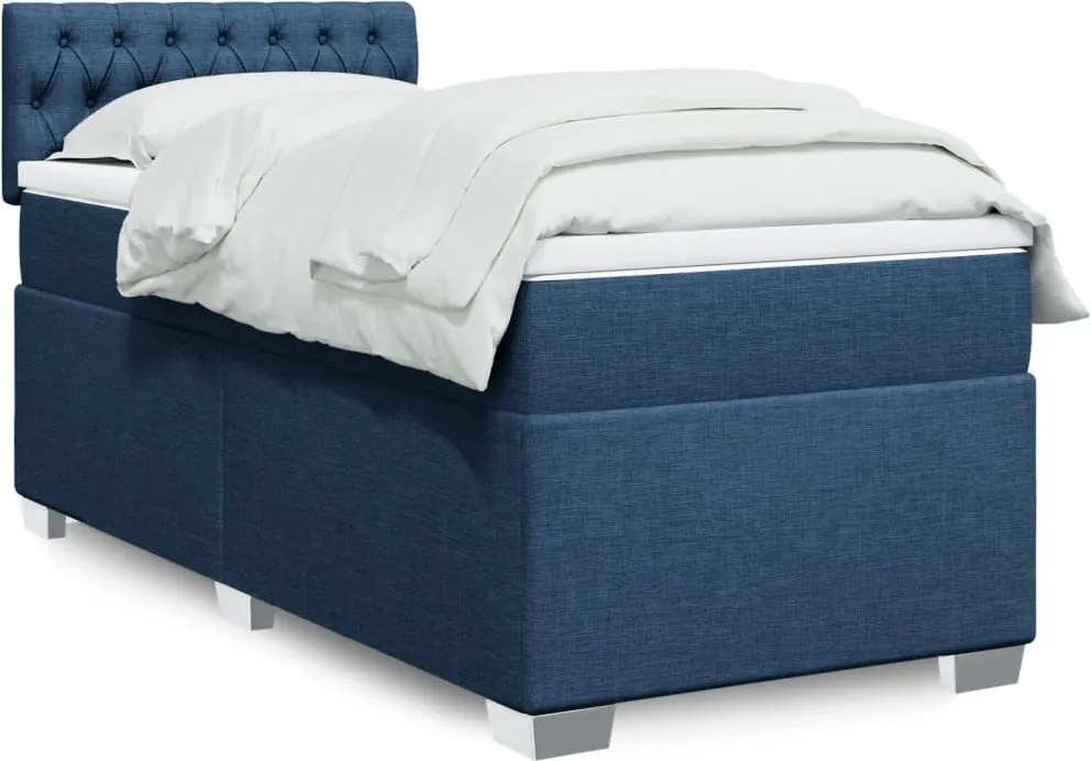 Box spring postel s matrací modrá 90x190 cm textil 3288056