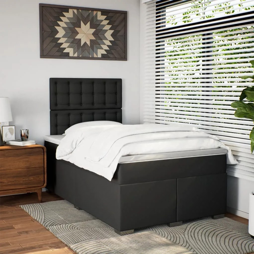 Box spring postel s matrací černá 120x190 cm umělá kůže 3293012