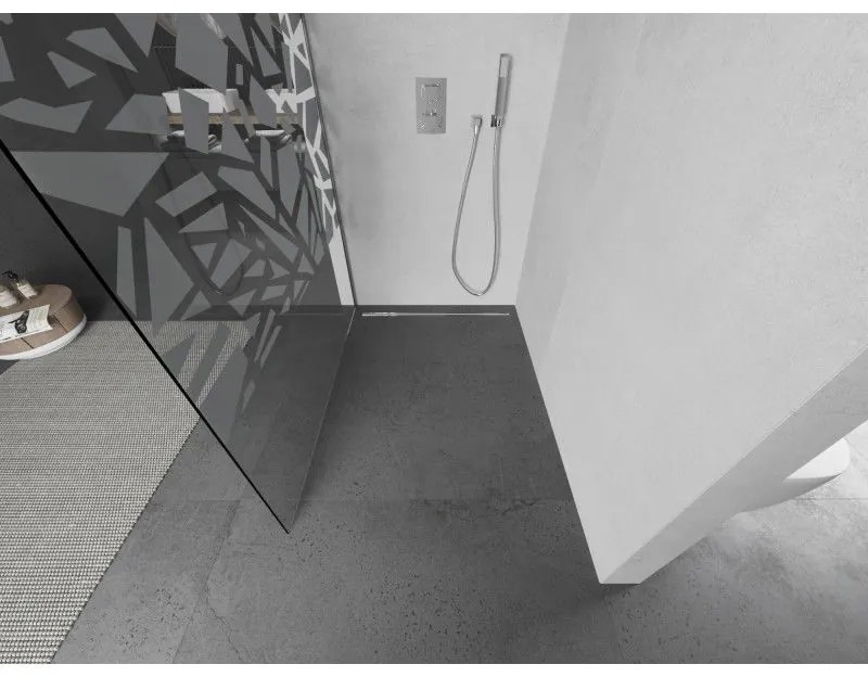 Mexen Kioto L, sprchová zástěna Walk-In 110 x 200 cm, 8mm čiré sklo bílý vzor, chromový profil, 800-110-103-01-85