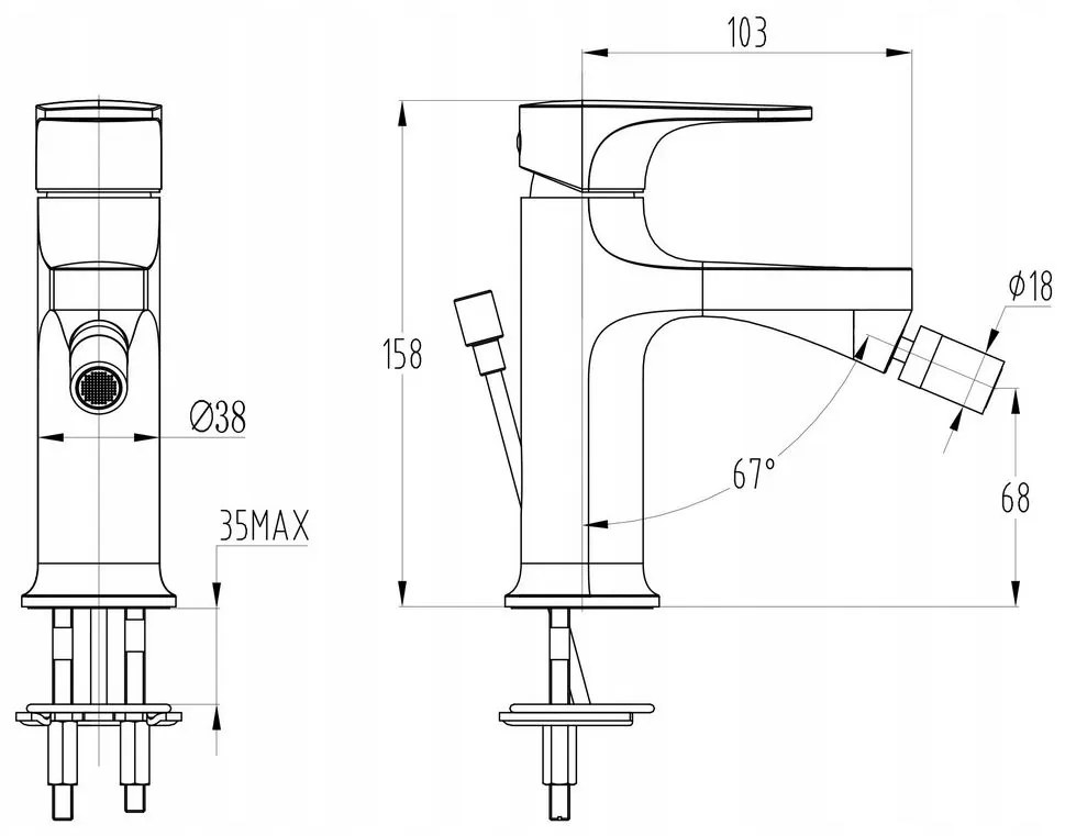 Cersanit Inverto - bidetová baterie, zlatá, S951-289