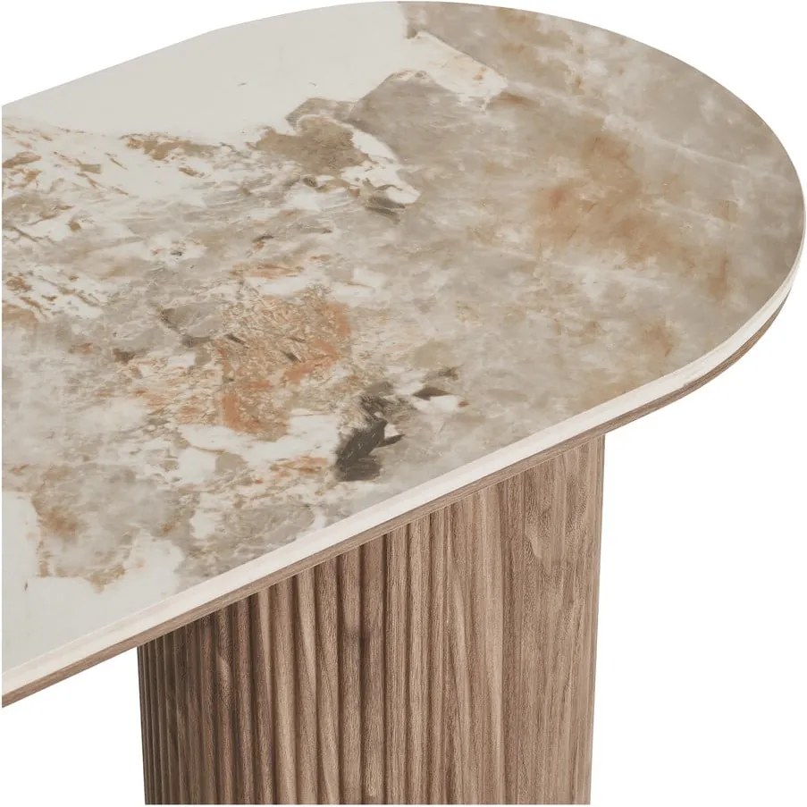 Béžový/v přírodní barvě konzolový stolek s deskou v dekoru mramoru 40x120 cm Athens – House Nordic