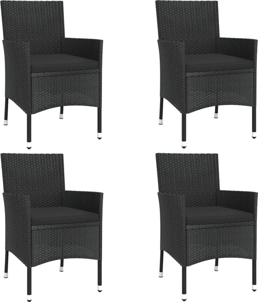 5dílný zahradní bistro set s poduškami černý polyratan 3187427