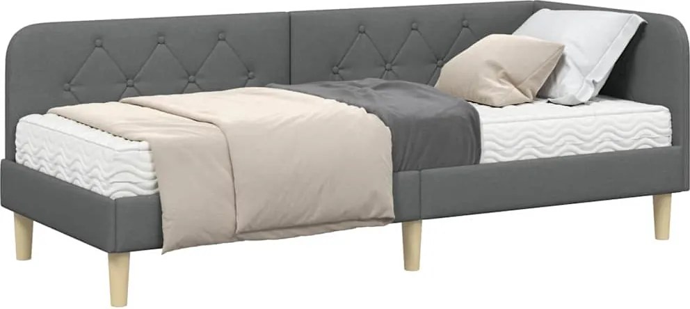 Rohový rám postele Tmavě šedá 80 x 200 cm textil 3394102
