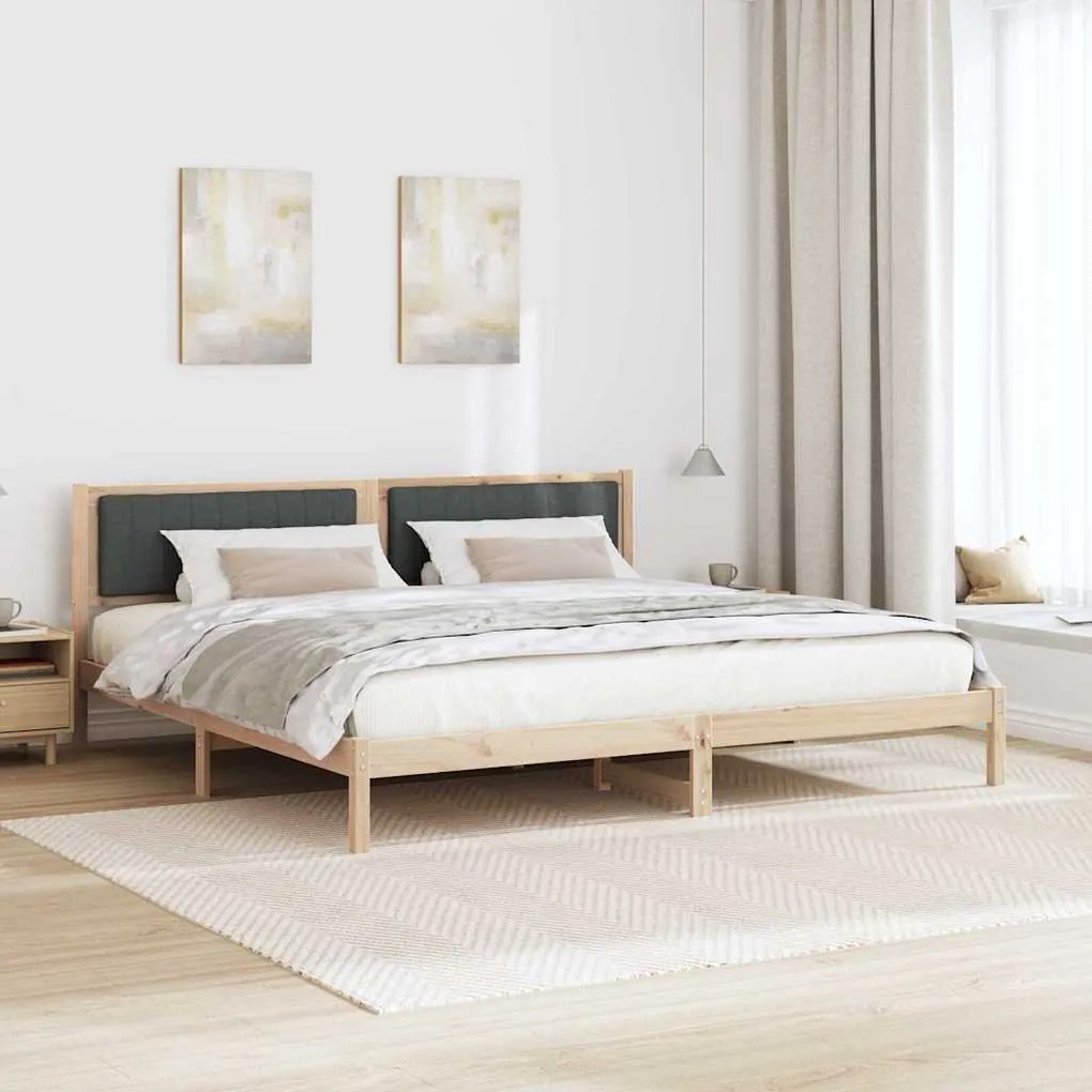 Rám postele s čelo Tmavě šedá 200 x 200 cm Masivní borové dřevo 3394239