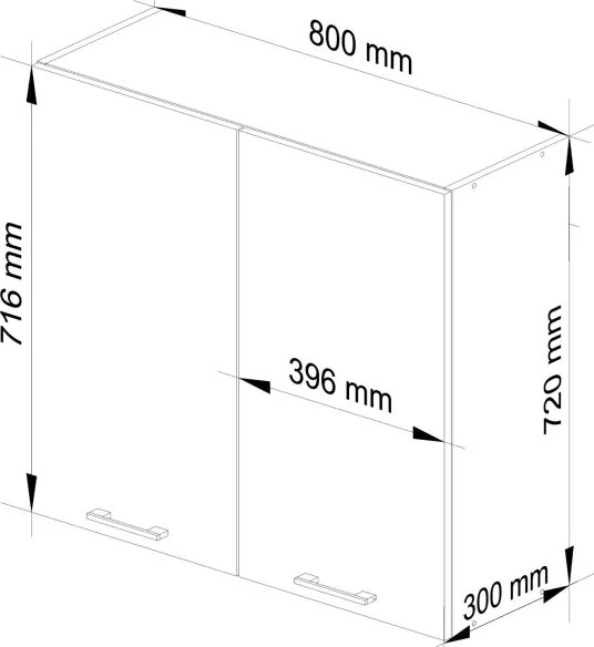 Horní kuchyňská skříňka OLIWIA W80 H720 bílá / beton
